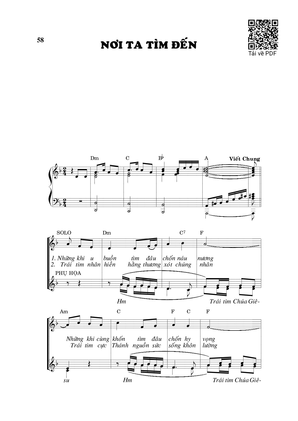 [Sheet] Nơi ta tìm đến PDF (Viết Chung) lời & hợp âm, nốt nhạc