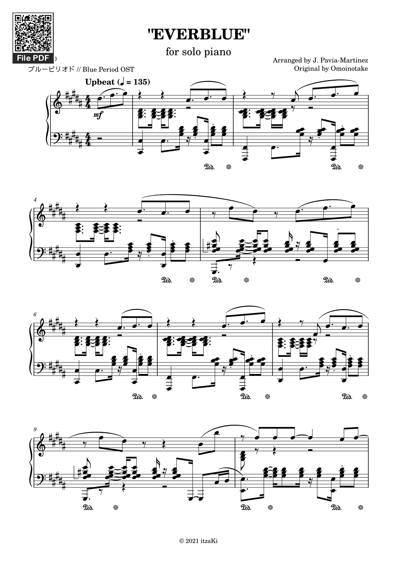 [Sheet] EVERBLUE - Blue Period OP PDF Piano lời & hợp âm, nốt nhạc