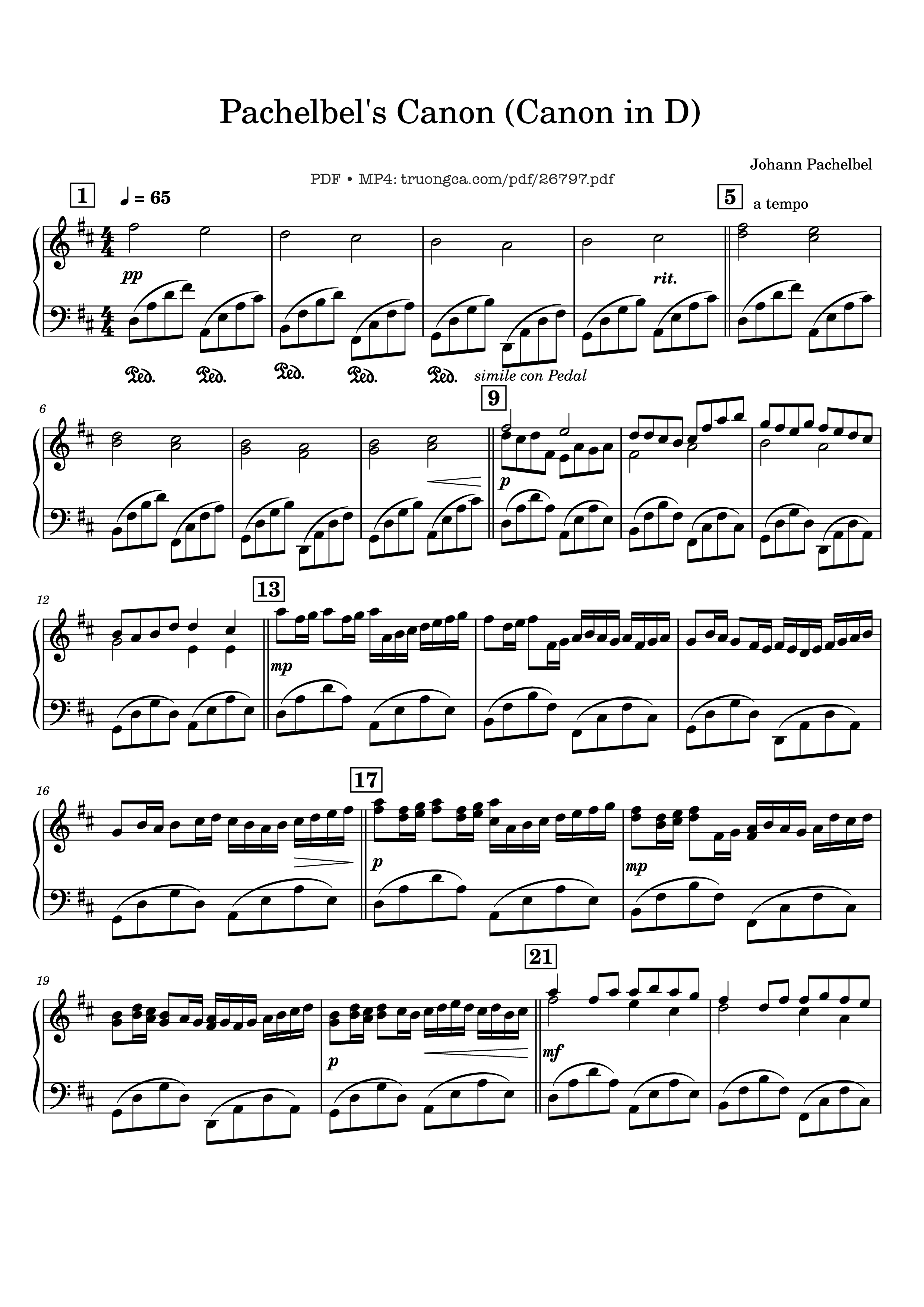 Johann Pachelbel và 1 sheet nhạc PDF