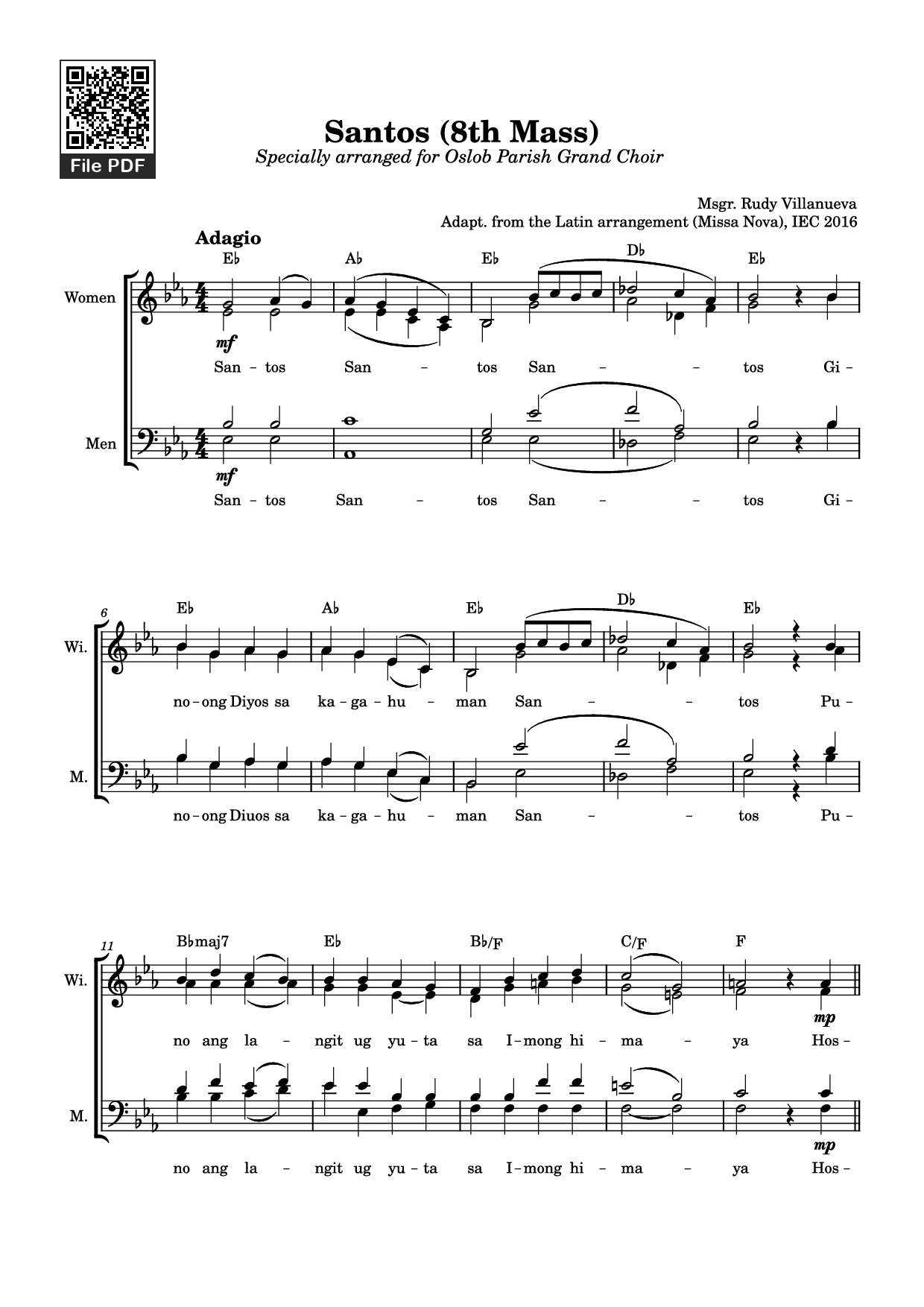 [Sheet] Santos (8th Mass) PDF lời & hợp âm, nốt nhạc