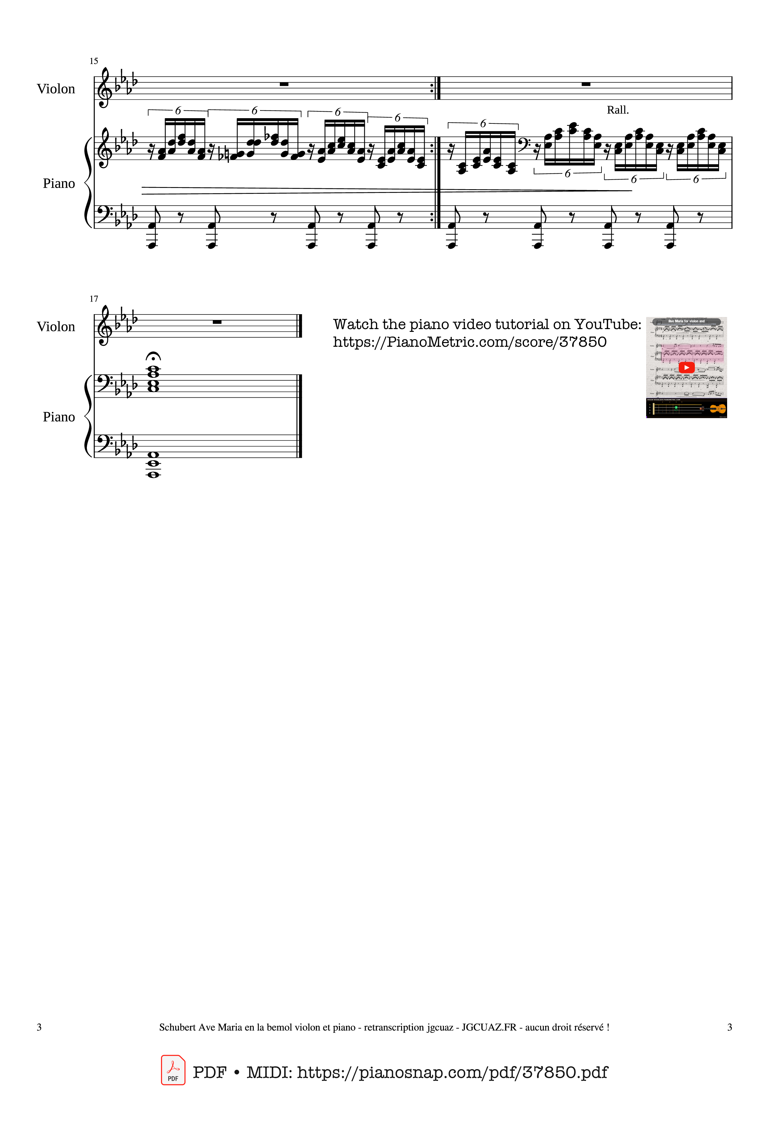 [Sheet] Ave Maria for violon and piano PDF, hợp âm Piano, mp4/midi